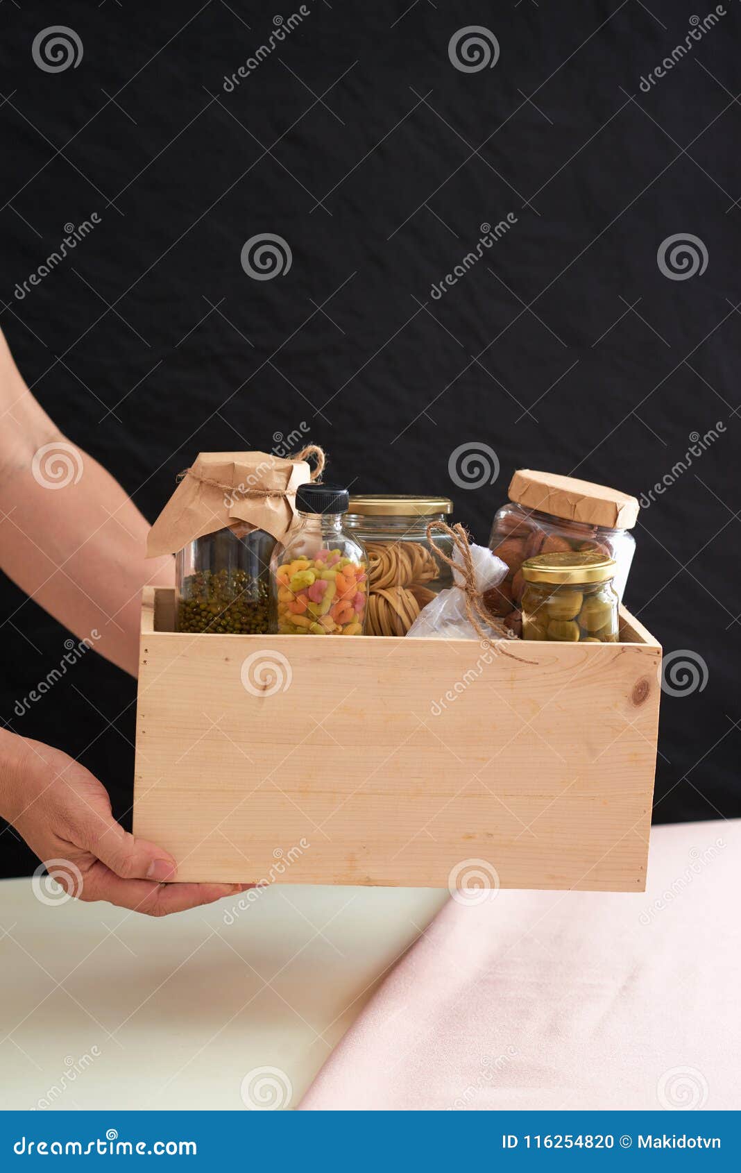 Volunteer with Box of Food for Poor. Donation Concept. Stock Photo ...