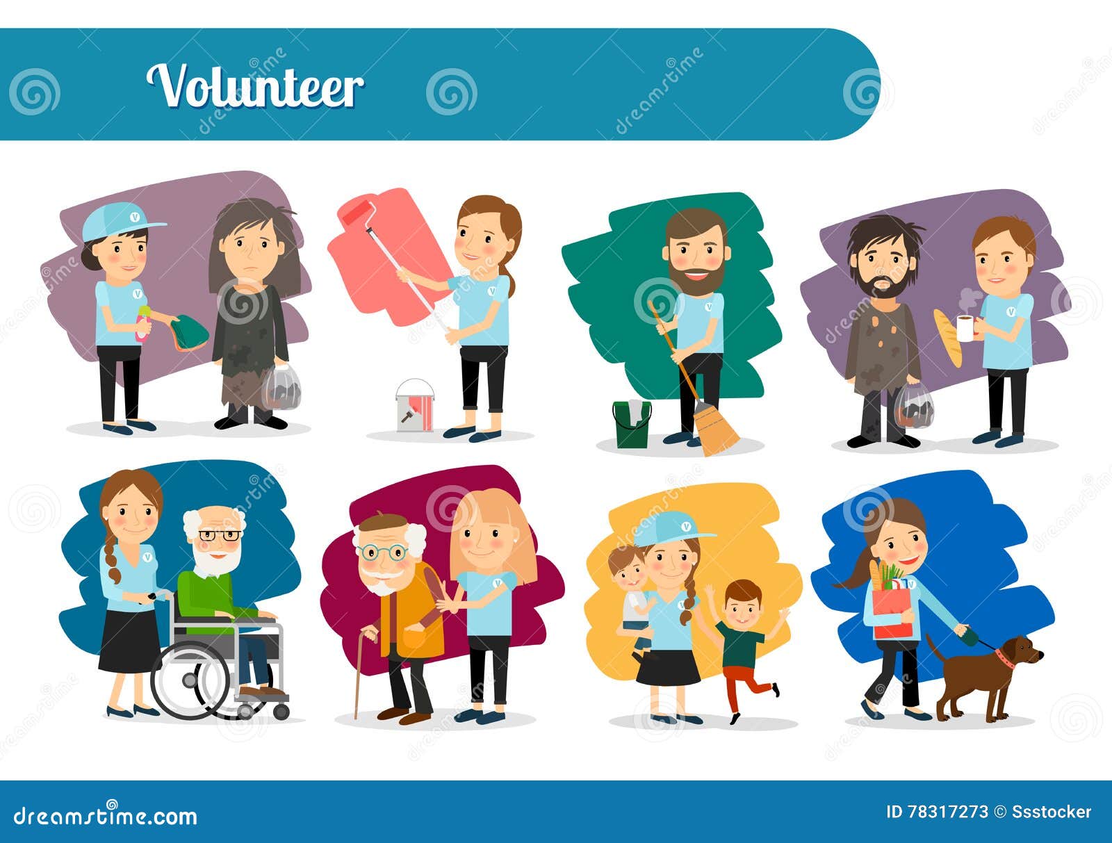 Volunteer Characters Big Set Stock Vector - Illustration of life ...