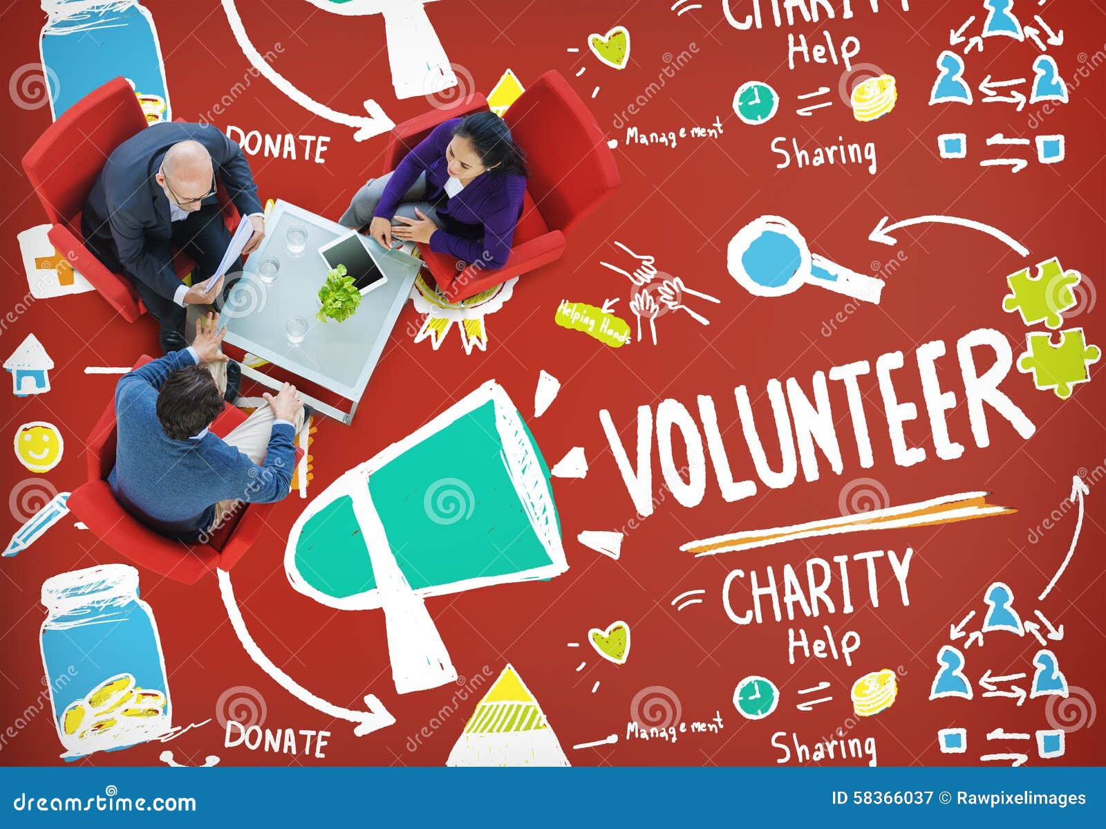 Volunteer Charity Help Sharing Giving Donate Assisting Concept Stock ...