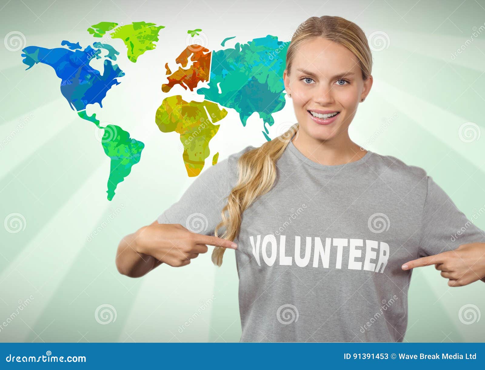 Volunteer in Front of Colorful Map Stock Illustration - Illustration of ...