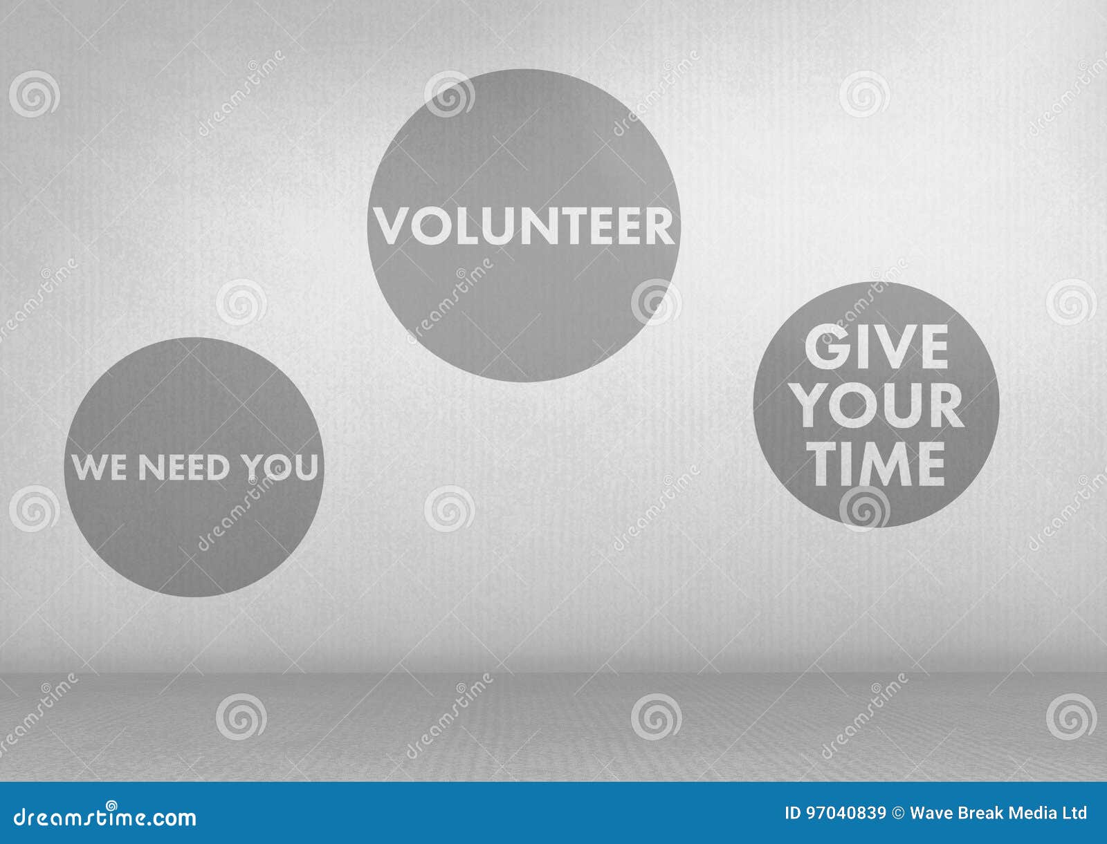 Volunteer Give Your Time Graphics with Grey Background Stock ...