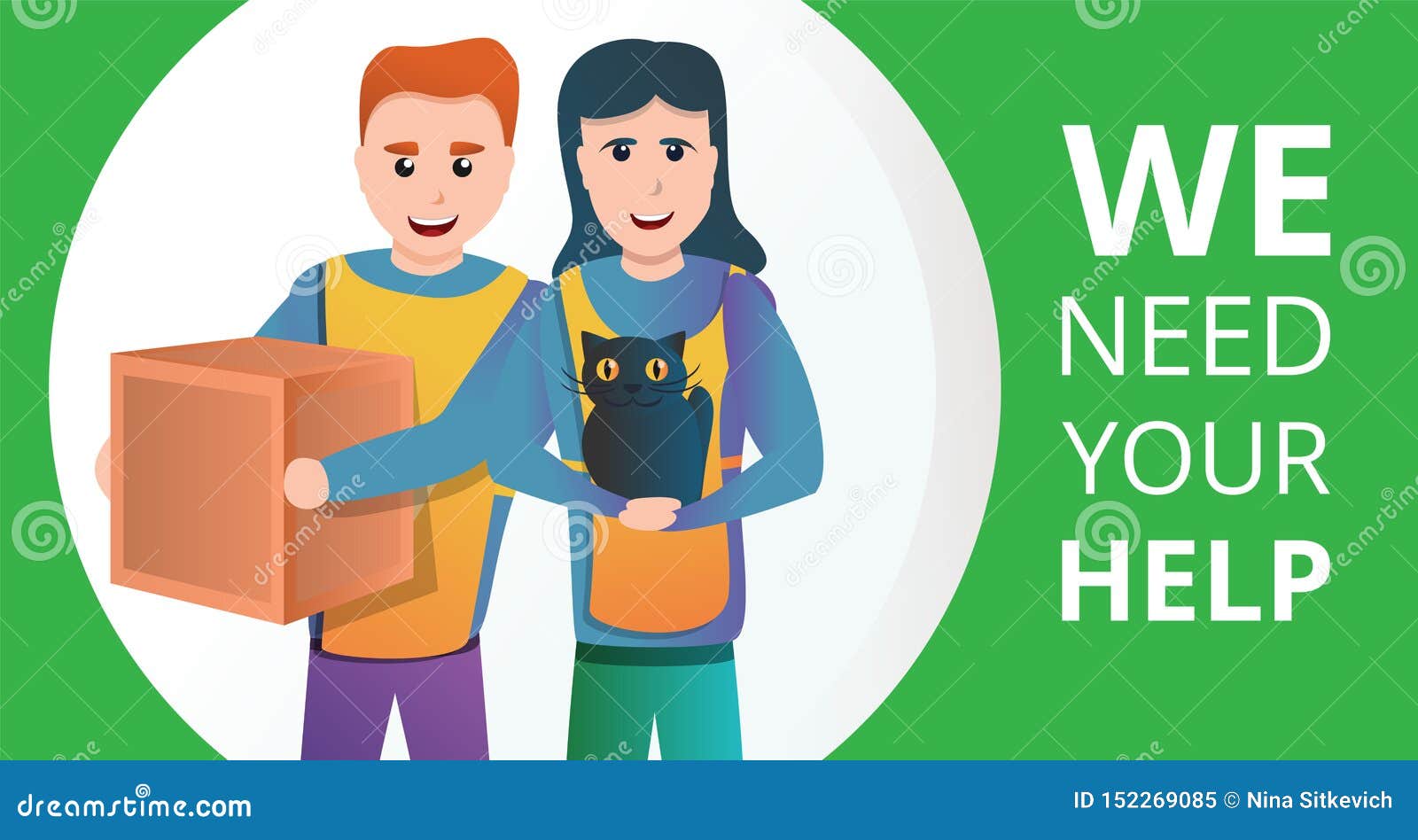 Volunteer we Need Your Help Concept Banner, Cartoon Style Stock Vector ...