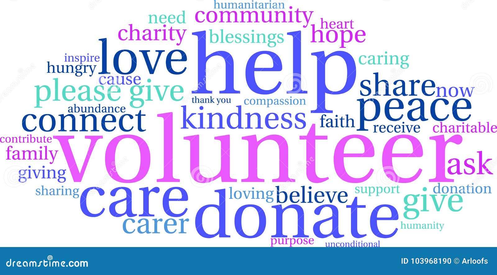 Volunteer Word Cloud stock vector. Illustration of heart - 103968190