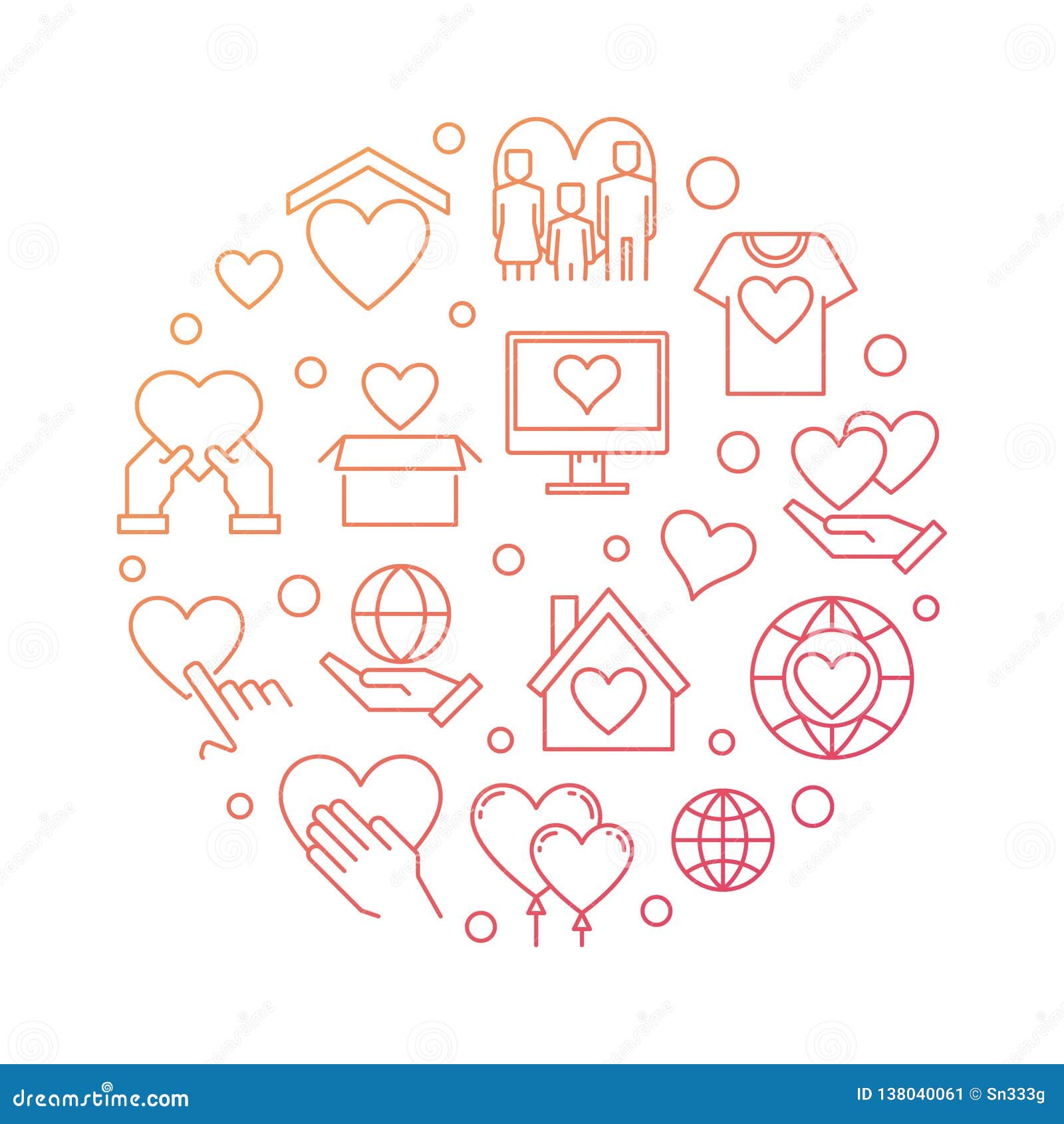 Volunteering Round Vector Modern Outline Illustration Stock Vector ...