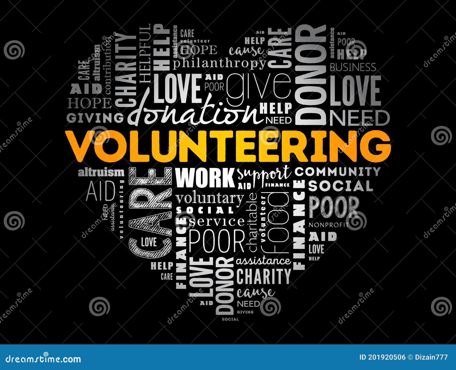 Volunteering Word Cloud, Heart Concept Stock Illustration ...