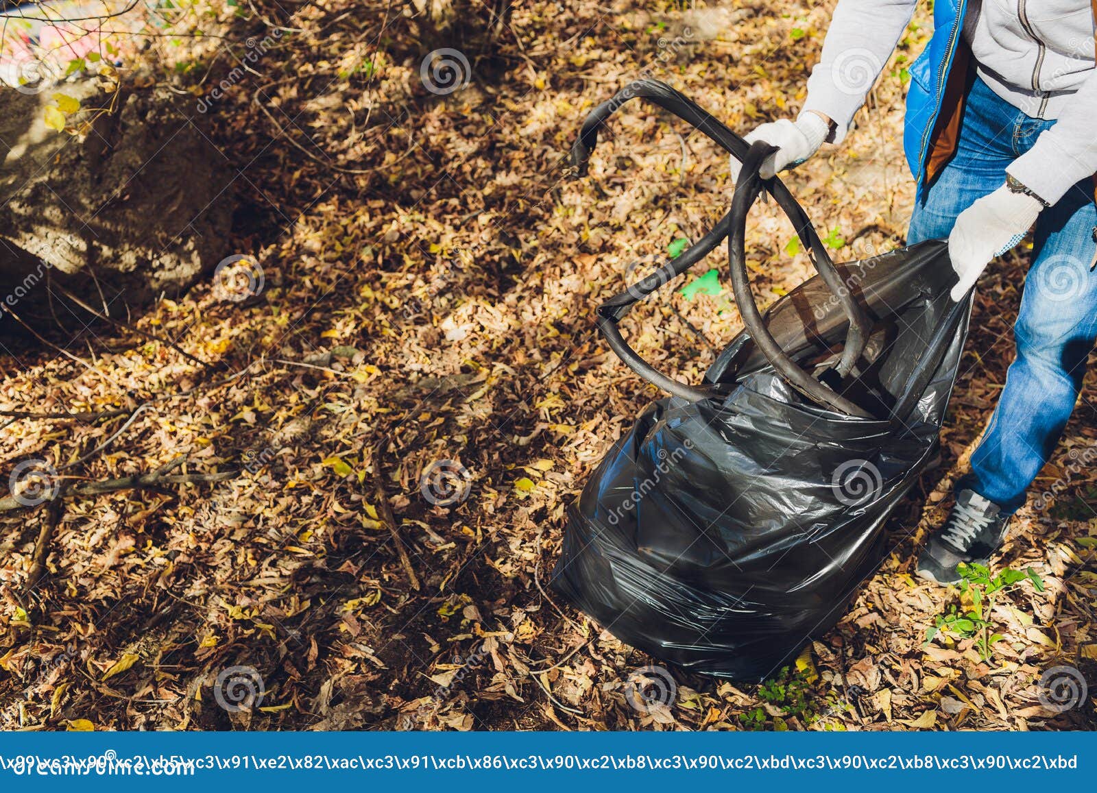 Volunteers Clean Up Trash in a Park and on Trails. Stock Image - Image ...