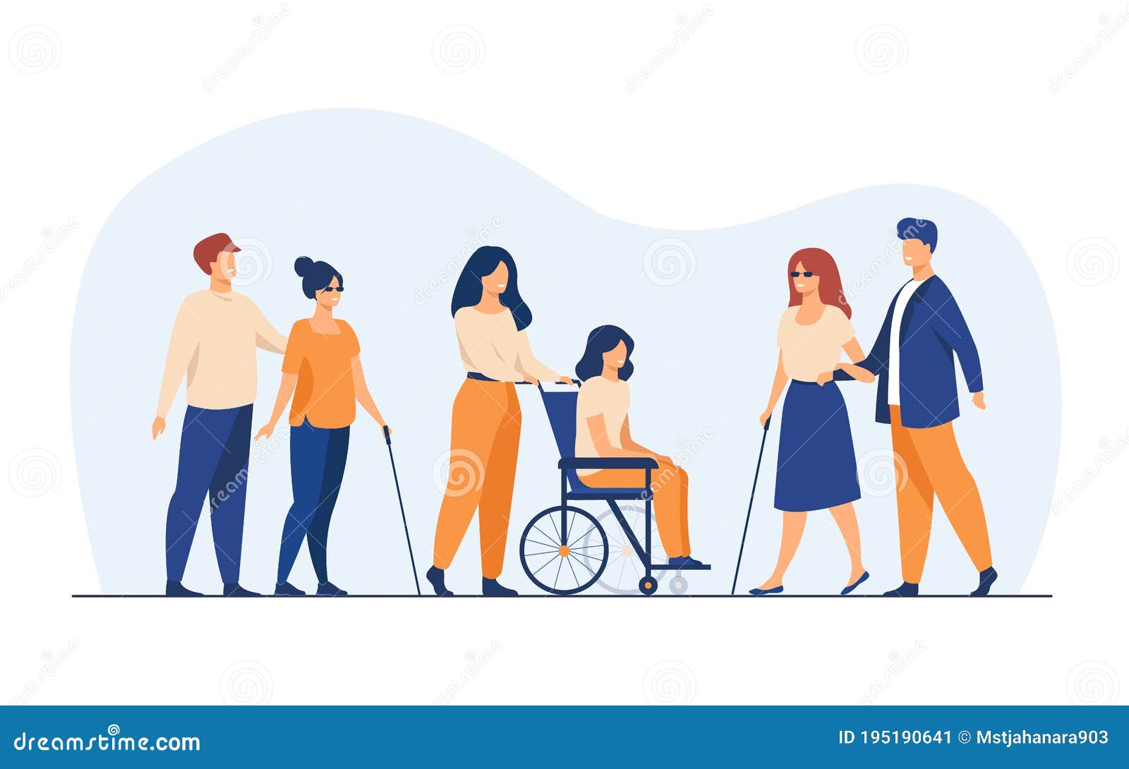Volunteers Helping And Supporting Disabled People Characters Vector ... Volunteers Helping And Supporting Disabled People Characters Vector ...