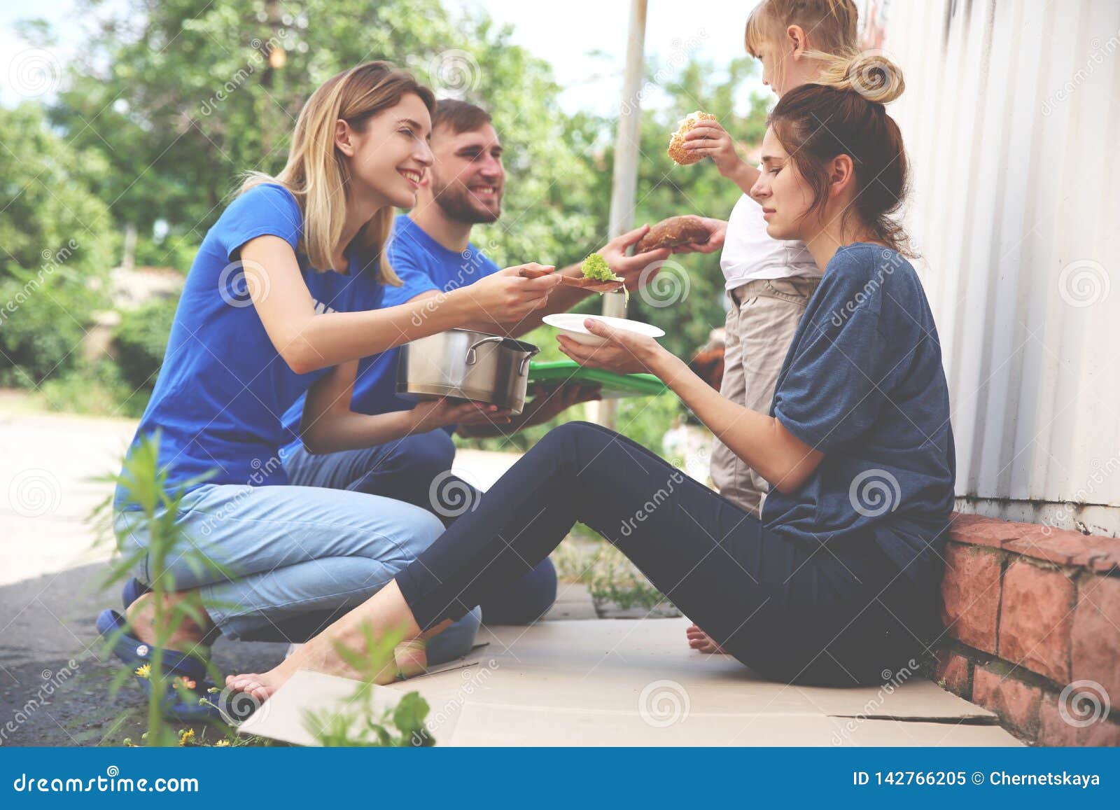 Volunteers Serving Food for Poor People Stock Image - Image of help ...