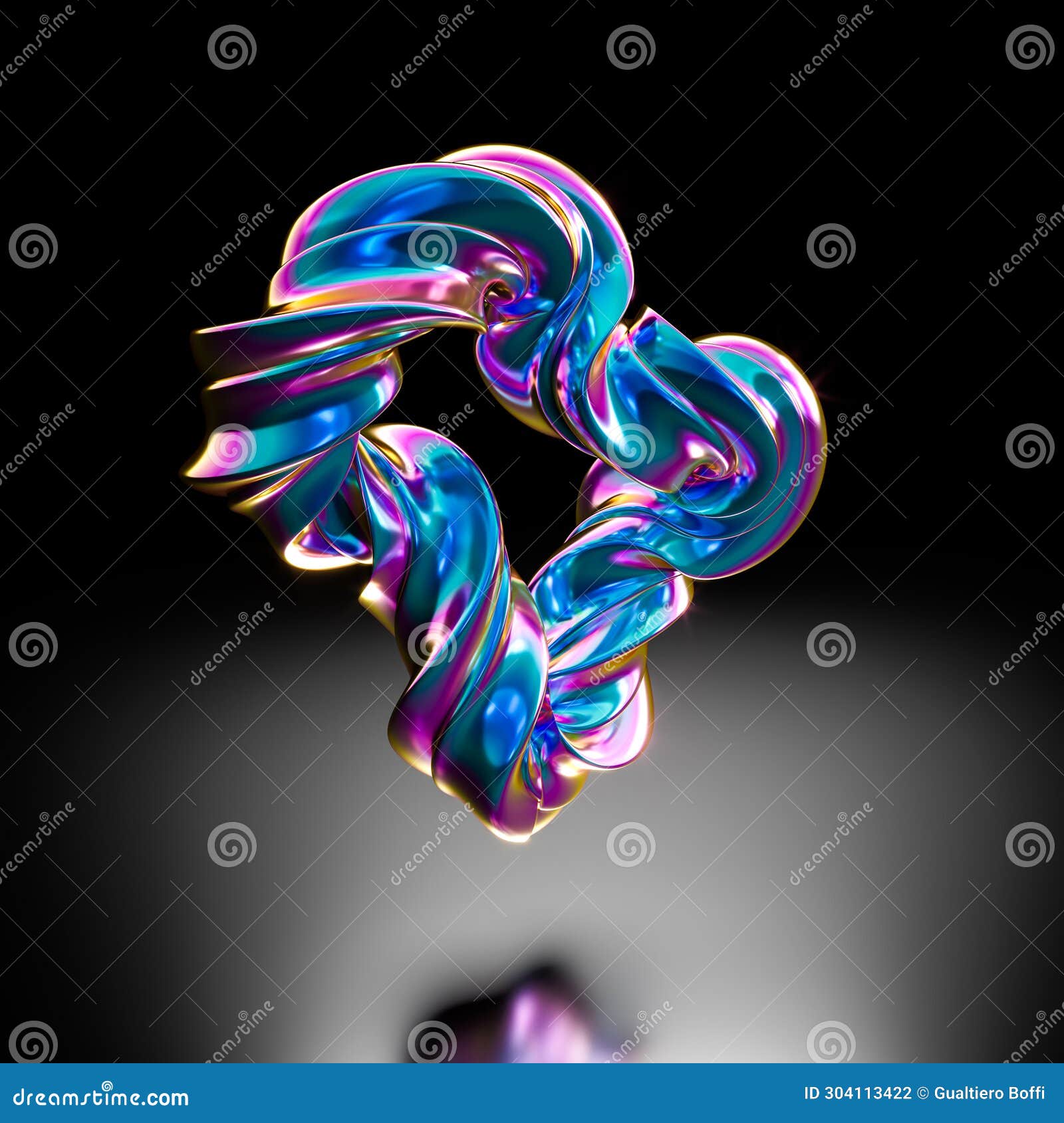 Voluptuous Abstract Forms Iridescent Sculpture. Background Stock ...