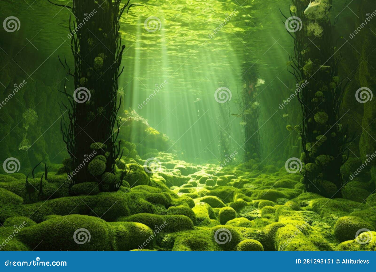 Volvox Colony in a Green Algae-filled Environment Stock Illustration ...