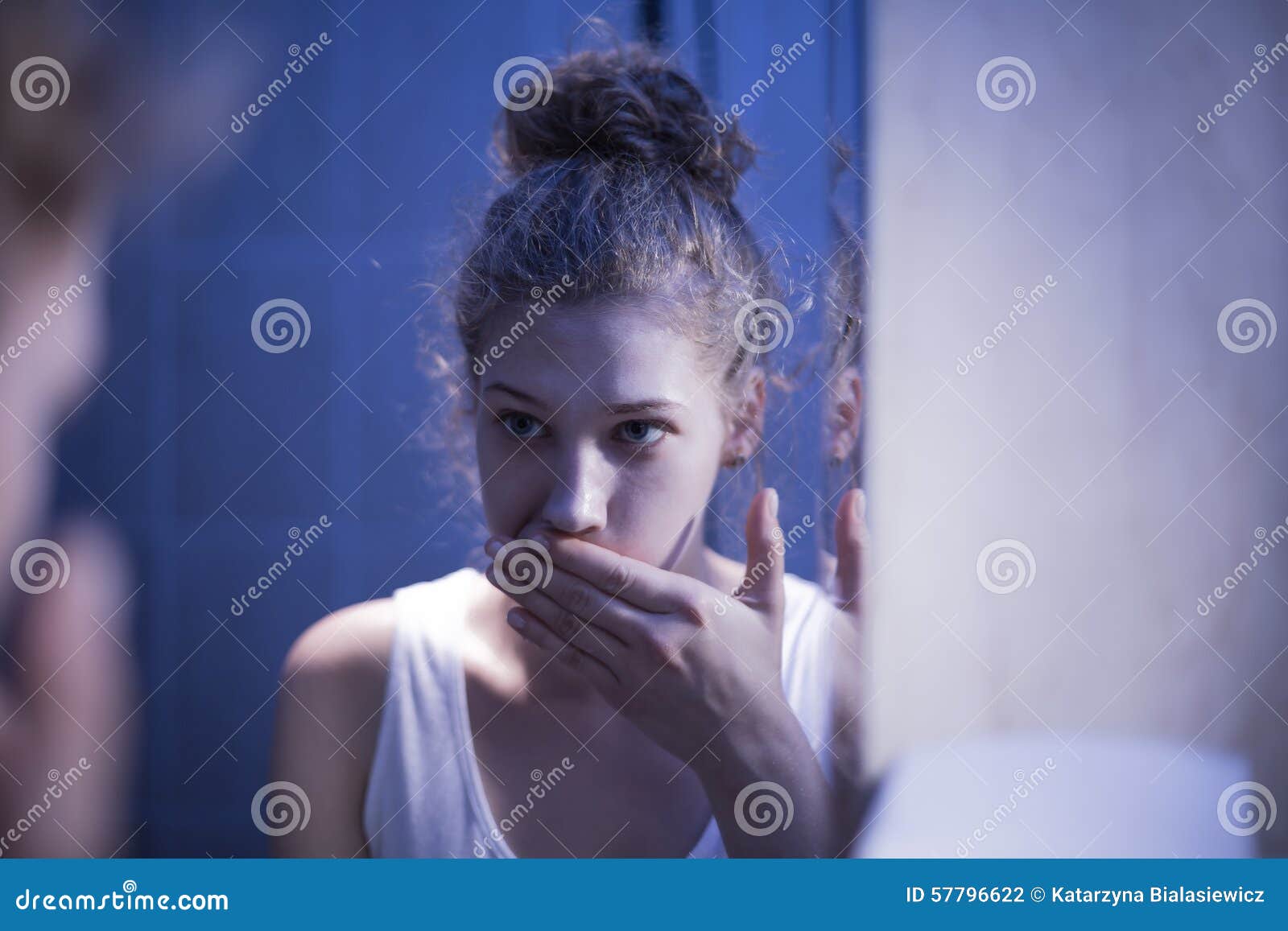 Vomiting Girl Suffering from Bulimia Stock Photo - Image of illness ...
