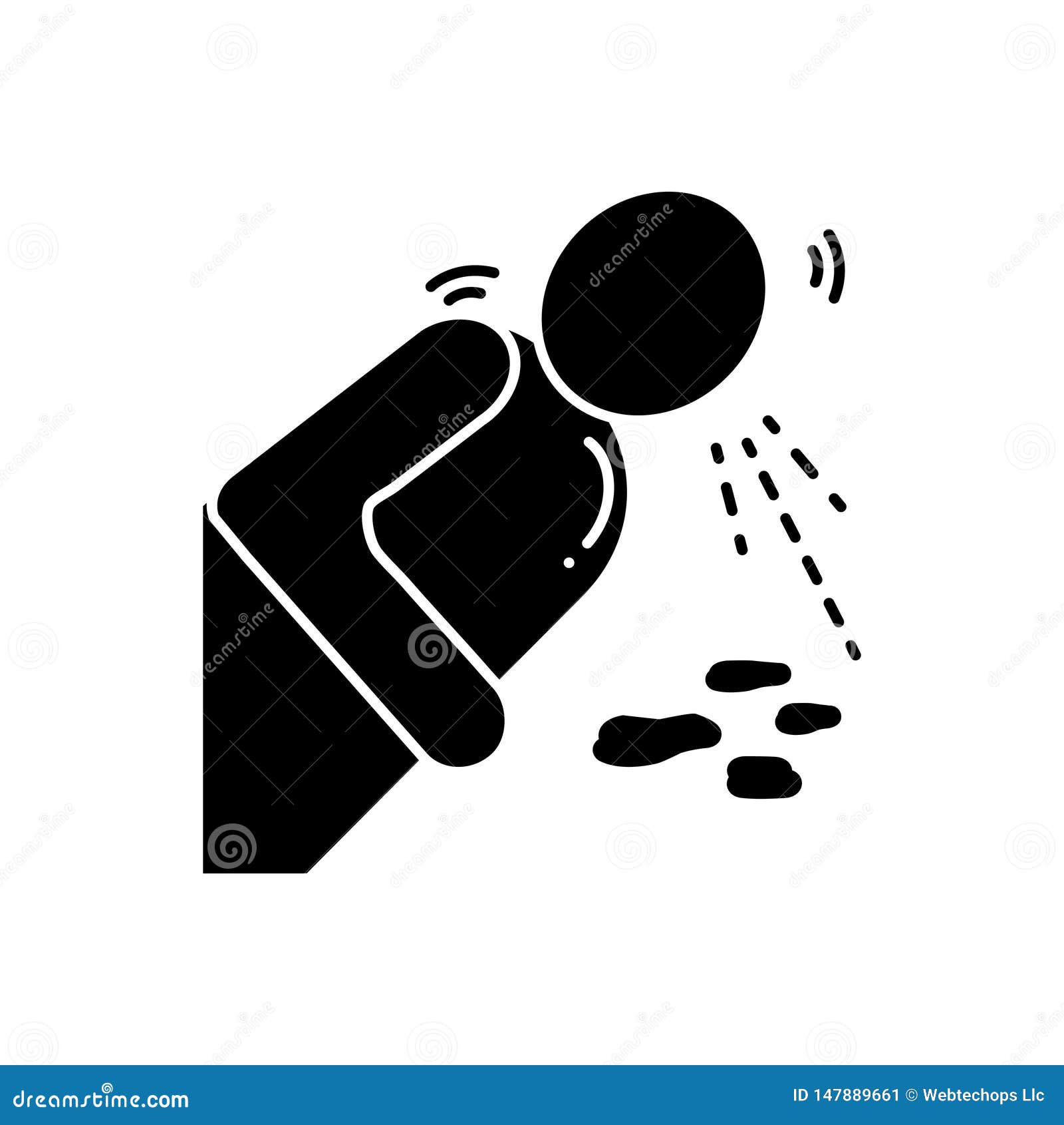 Black Solid Icon for Vomiting, Diarrhea and Medical Stock Vector ...