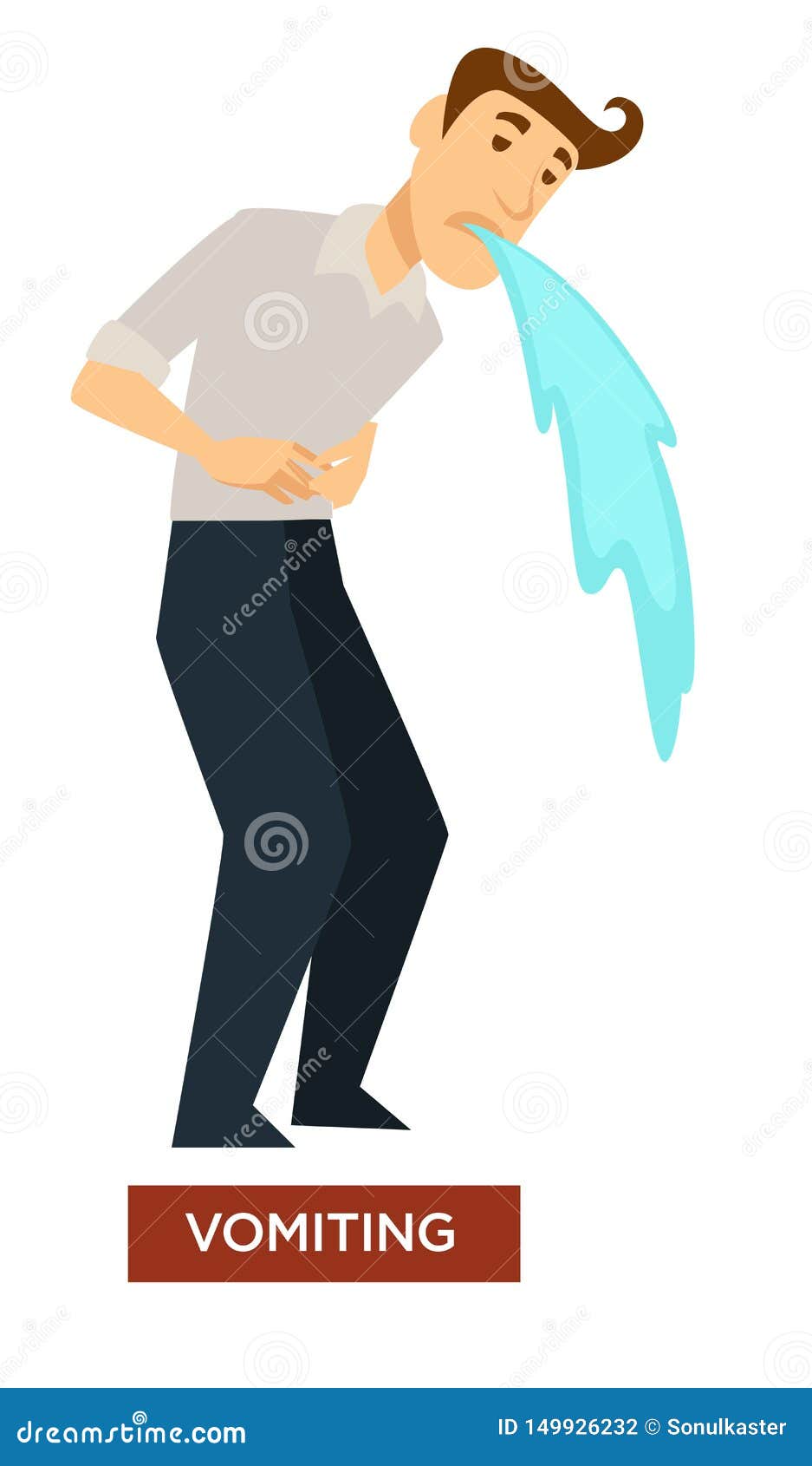 Vomiting Sunstroke Symptom Stomach Dysfunction Isolated Male Character ...