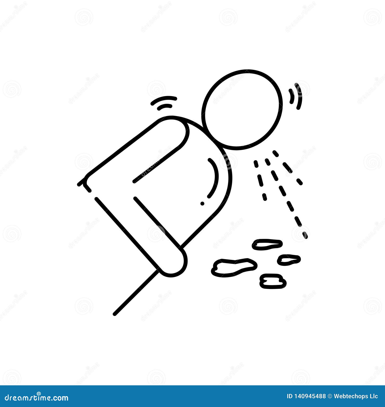 Black Line Icon for Vomiting, Nausea and Diarrhea Stock Illustration ...