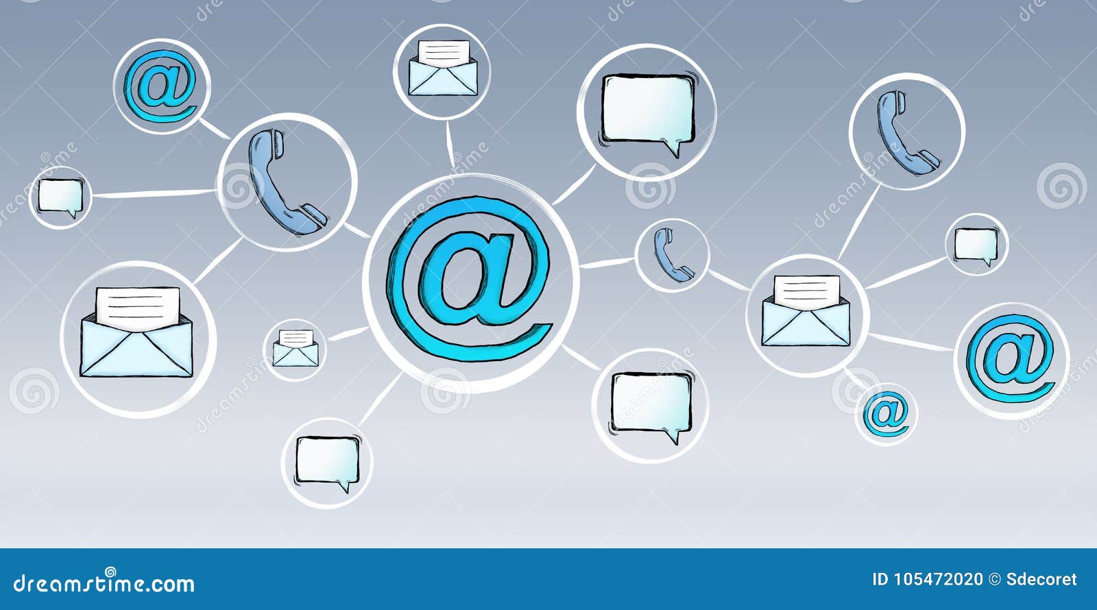 Von Hand Gezeichnete Kontakte Und E-Mail-Skizze Stock Abbildung ...