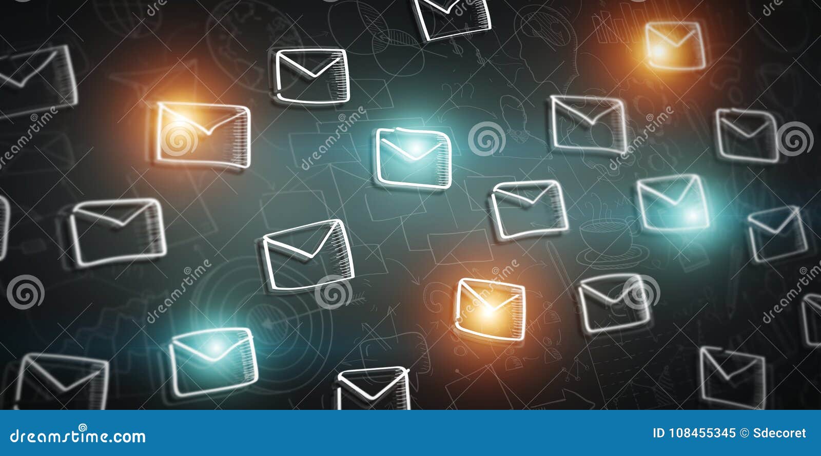 Von Hand Gezeichnete Kontakte Und E-Mail-Skizze Stock Abbildung ...