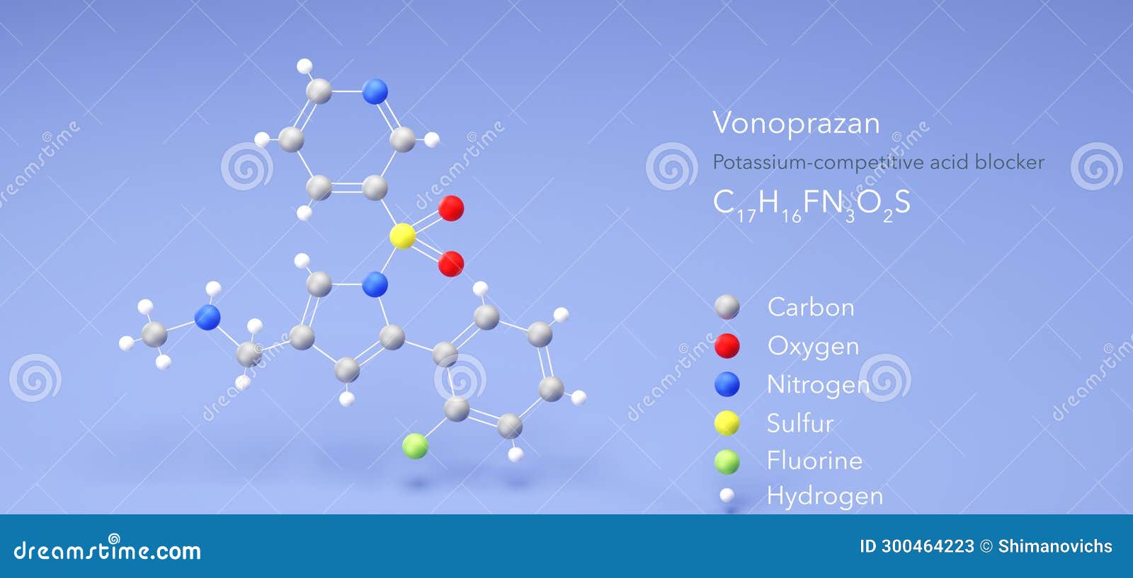 Vonoprazan Molecule, Molecular Structures, Voquezna, 3d Model ...
