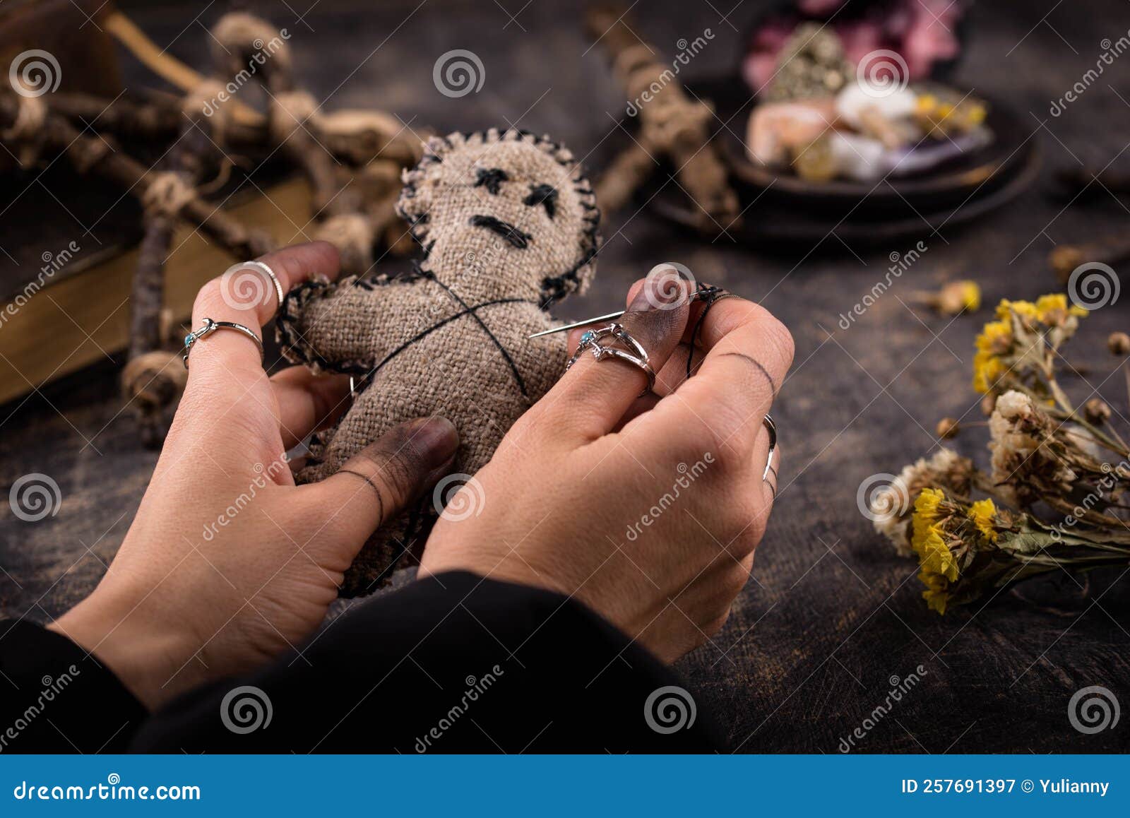 Voodoo Doll. Black Magic Esoteric Ritual. Stock Image - Image of ...