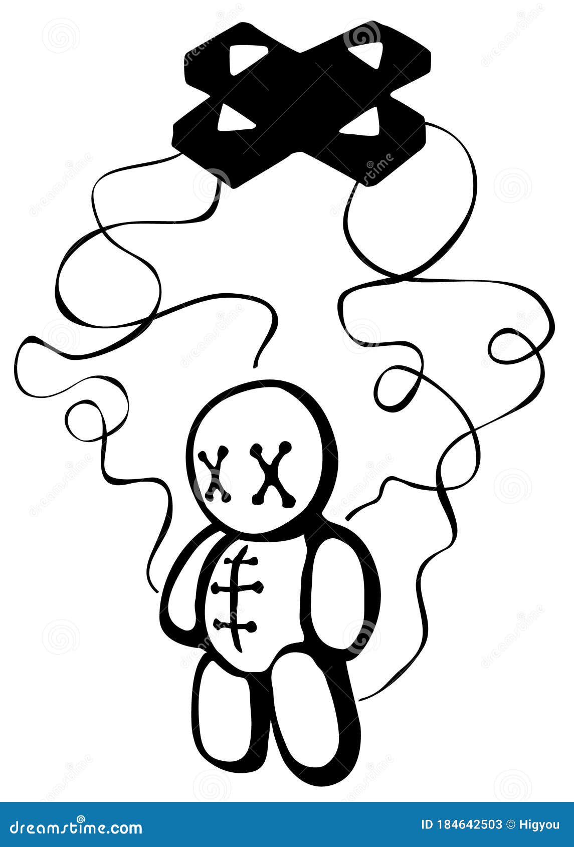 Voodoo Doll Button Strings Stencil Stock Vector - Illustration of ...