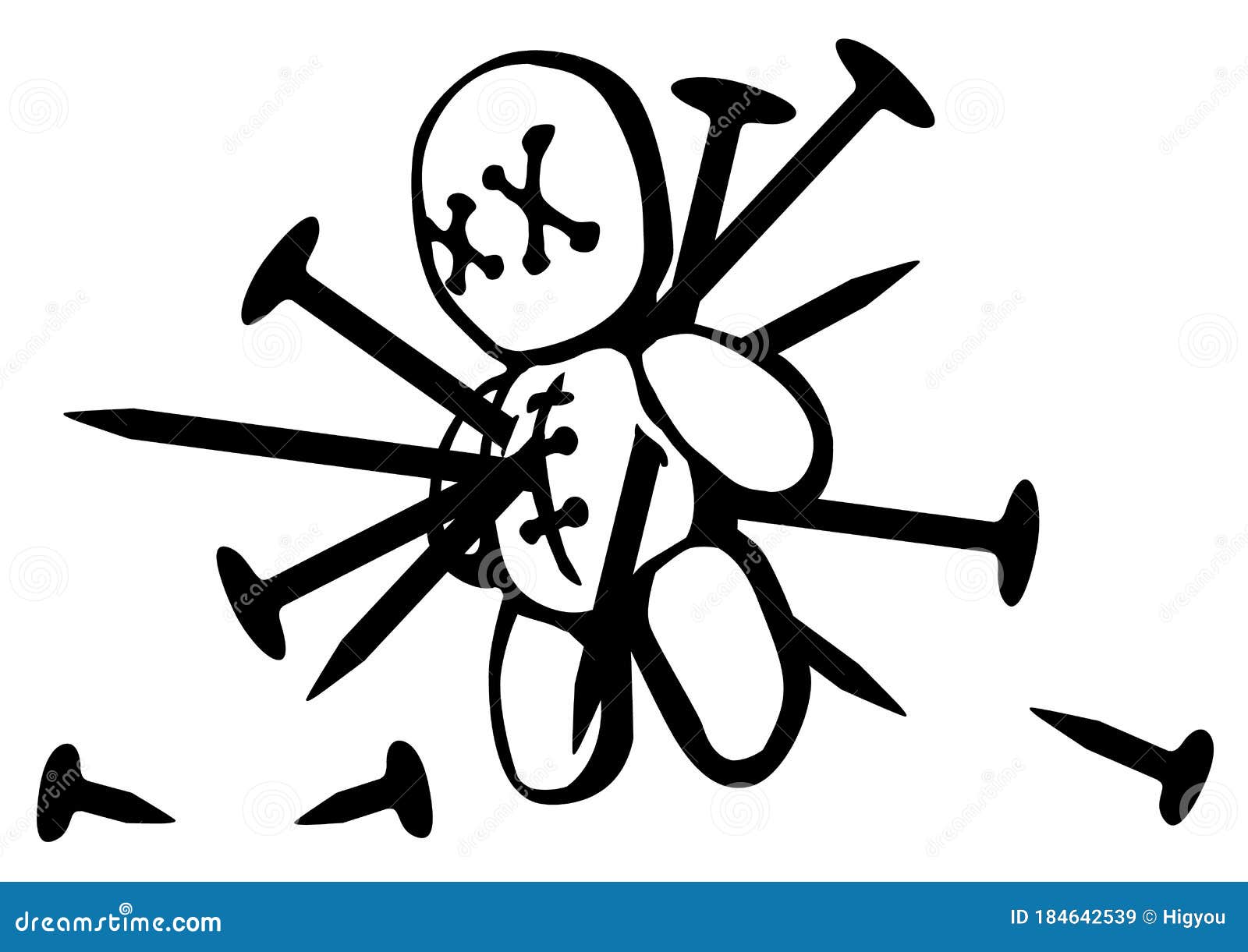 Voodoo Doll Many Pins Stencil Stock Vector - Illustration of excessive ...