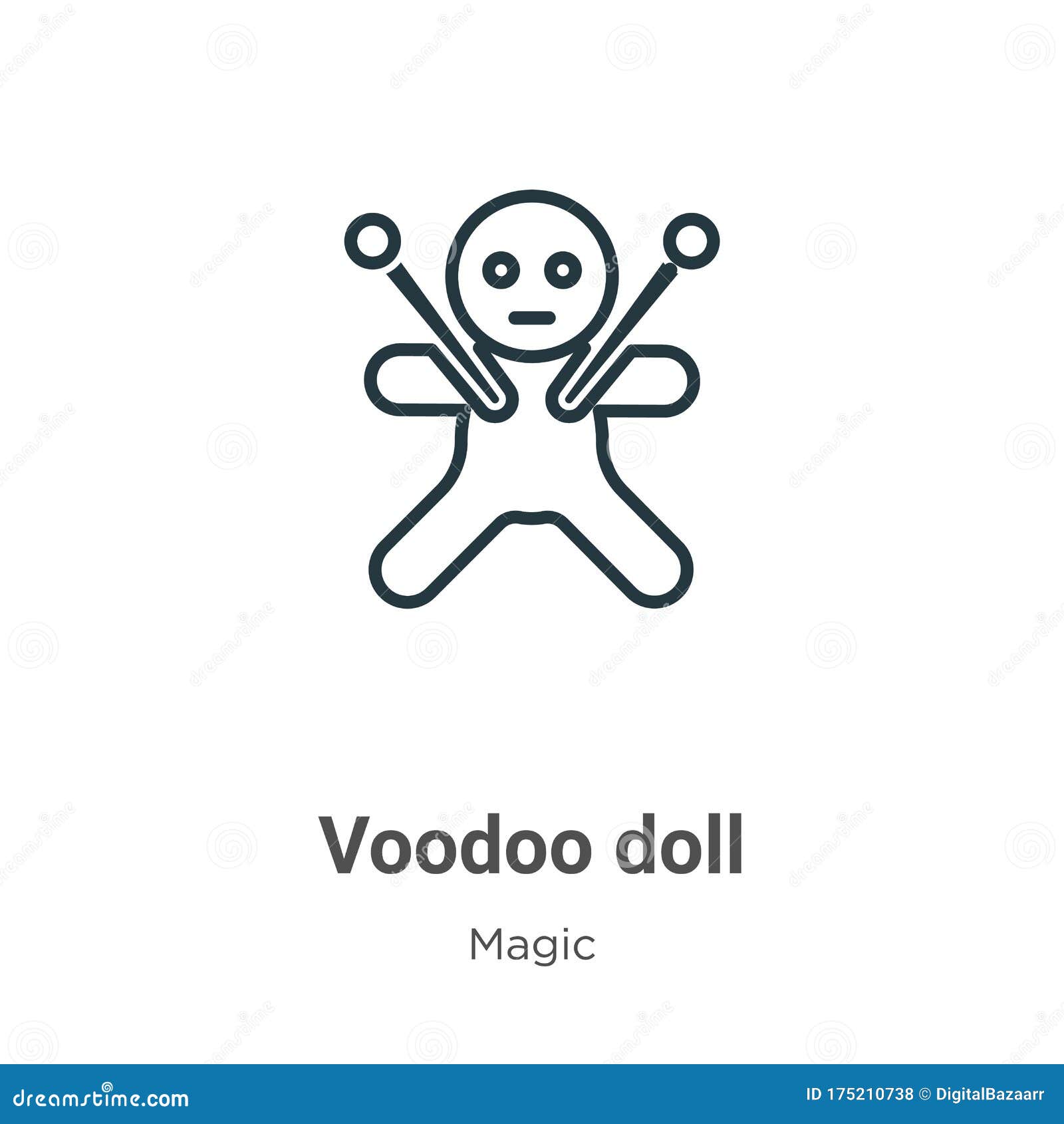 Voodoo Doll Outline Vector Icon. Thin Line Black Voodoo Doll Icon, Flat Vector Simple Element ...