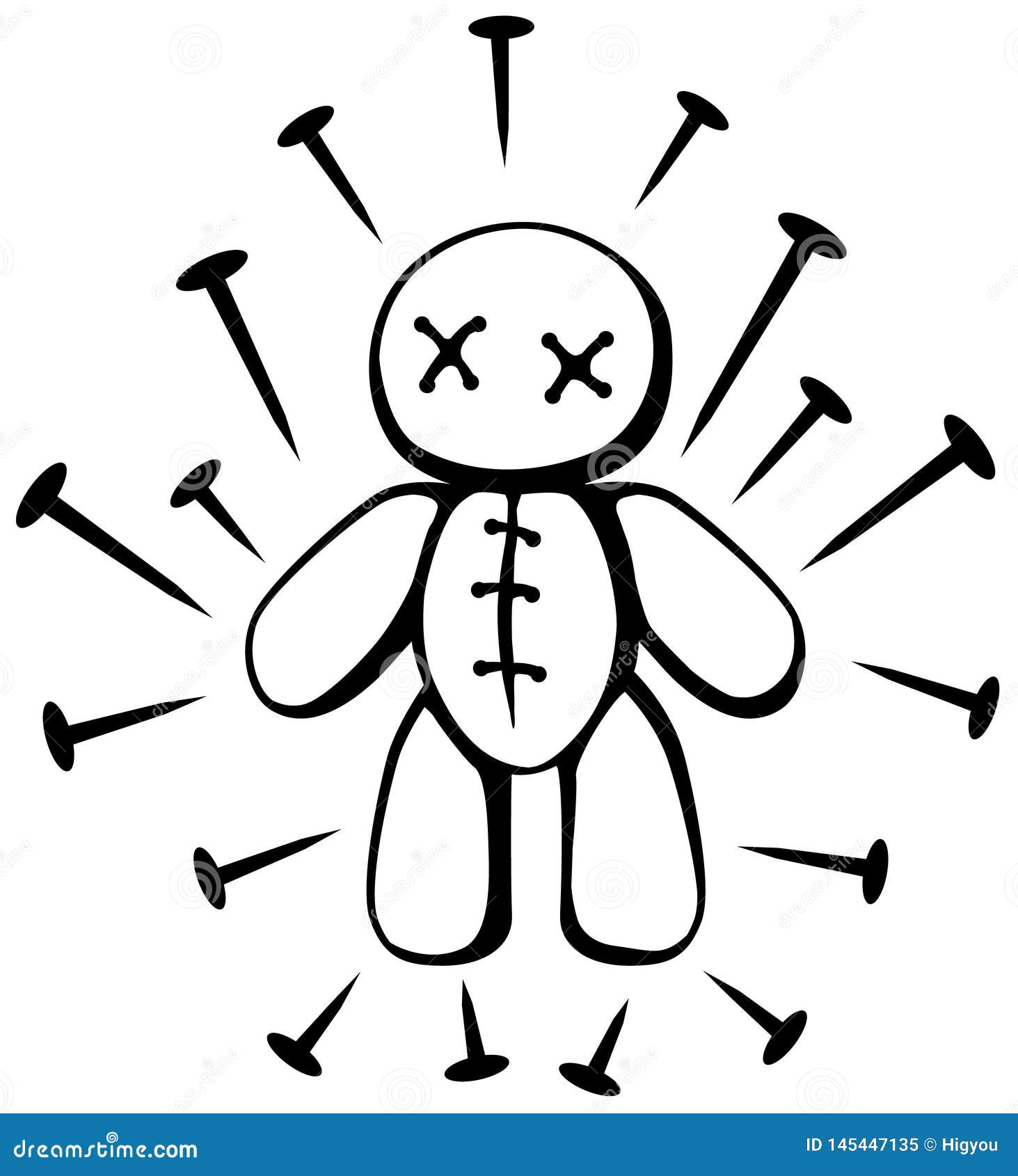 Voodoo Doll Pins Around Stencil Stock Vector - Illustration of doll ...