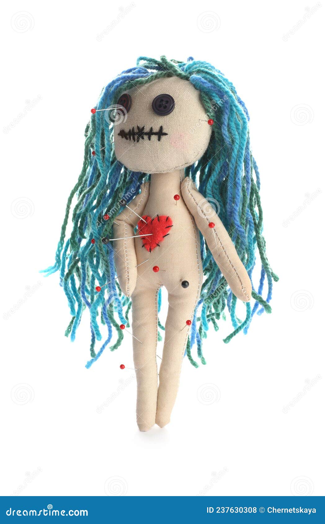 Voodoo Doll with Pins Isolated on White Stock Photo - Image of ...