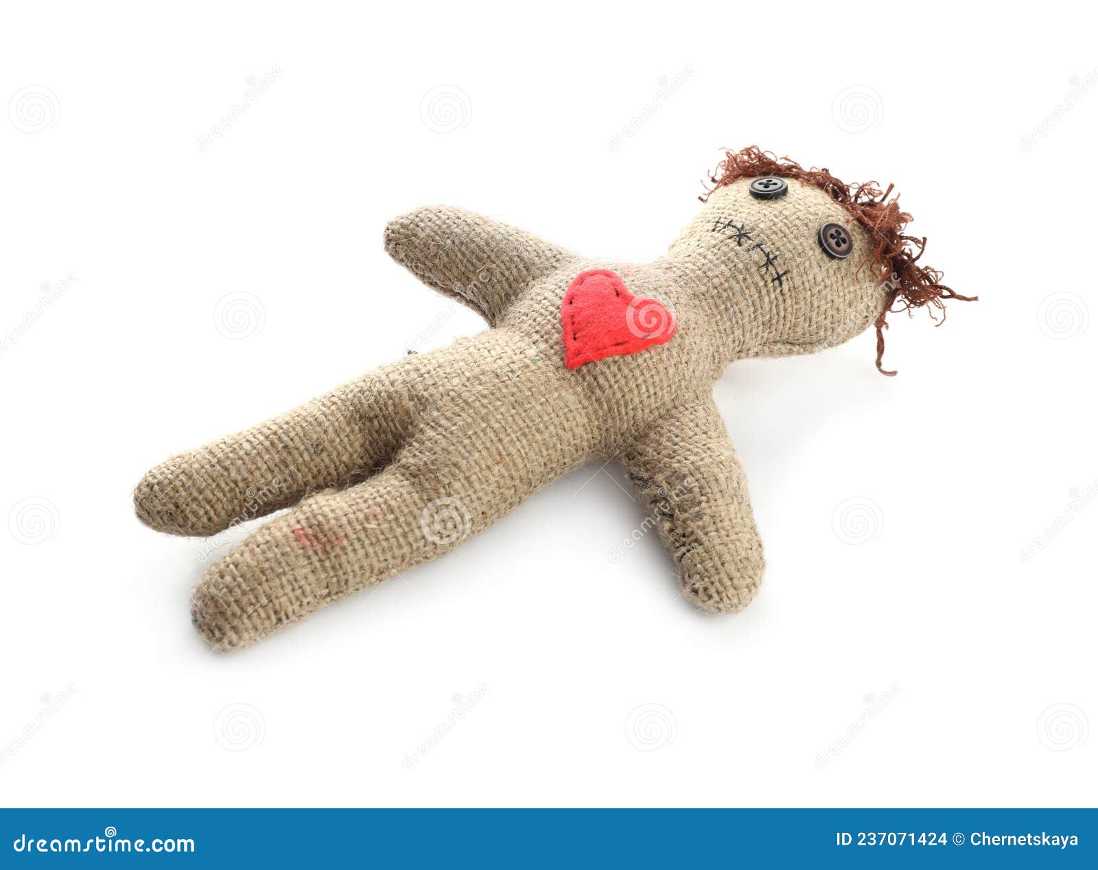 Voodoo Doll with Red Heart Isolated on White Stock Photo - Image of ...