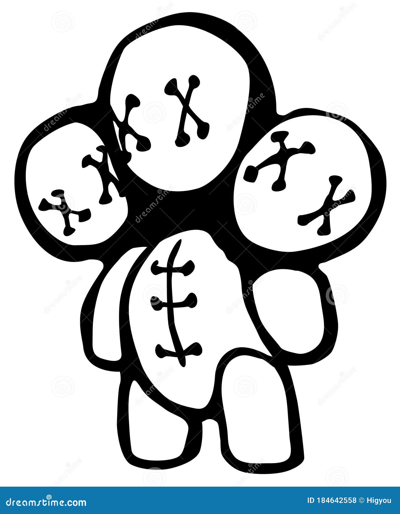 Voodoo Doll Three Head Stencil Stock Vector - Illustration of majority ...