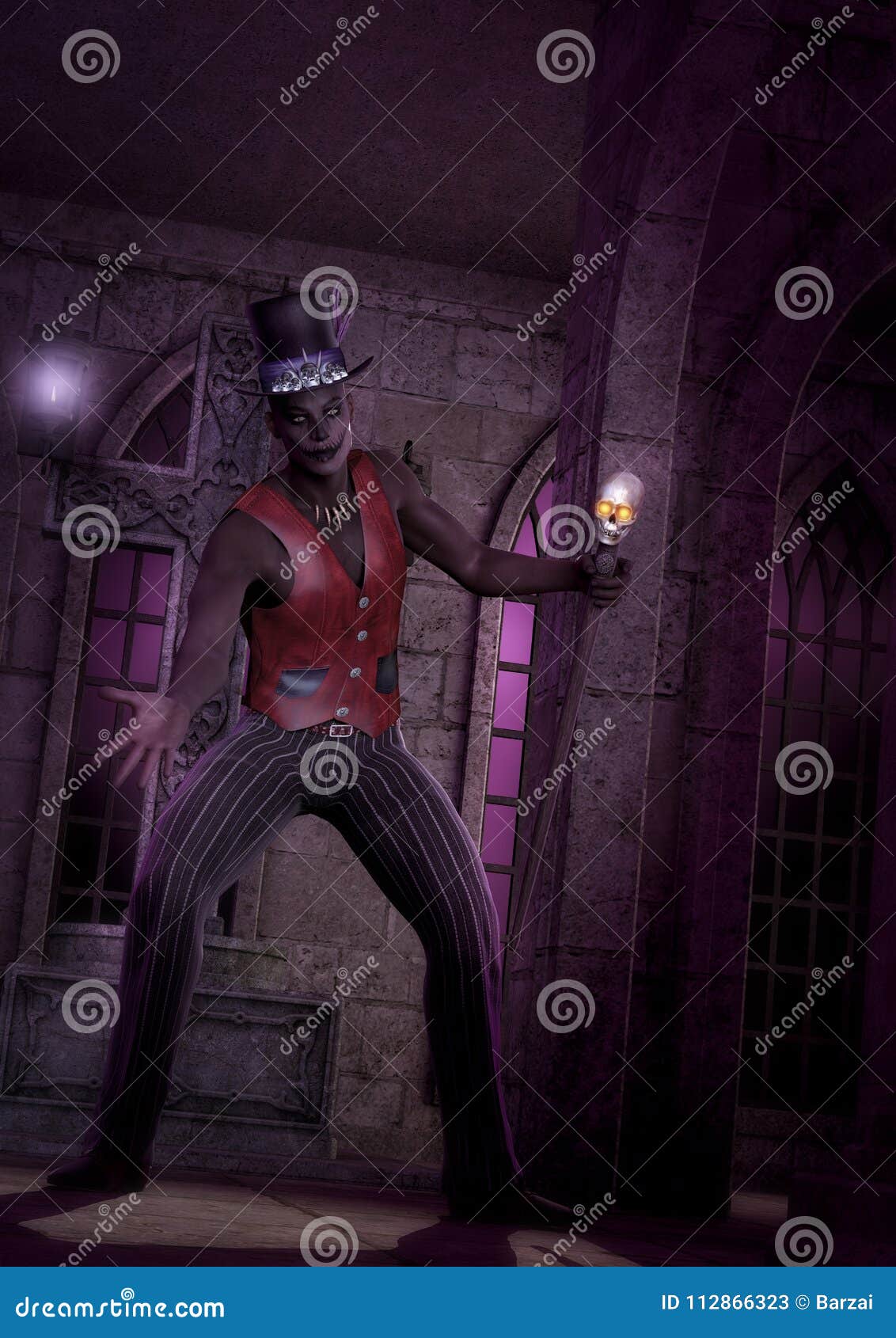Voodoo Man with a Cross Behind His Back. Stock Illustration ...
