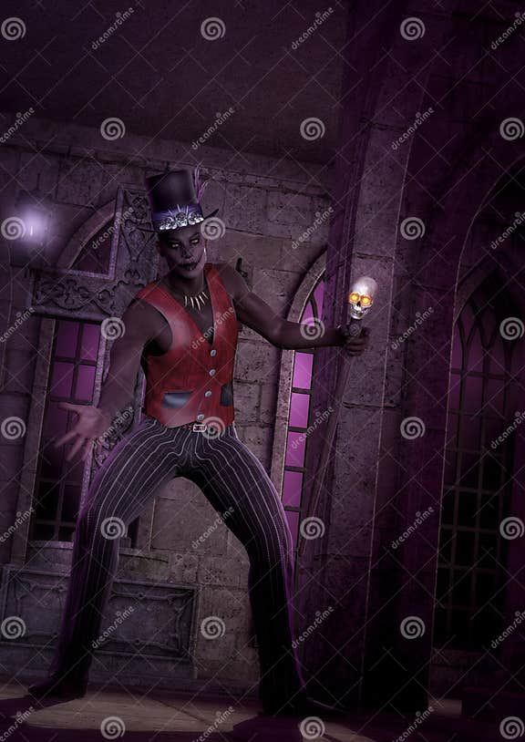 Voodoo Man with a Cross Behind His Back. Stock Illustration ...