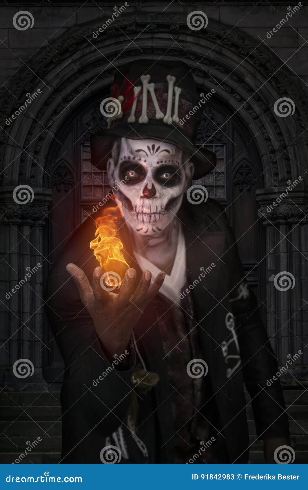 Voodoo Man Playing with Fire Stock Image - Image of death, halloween ...