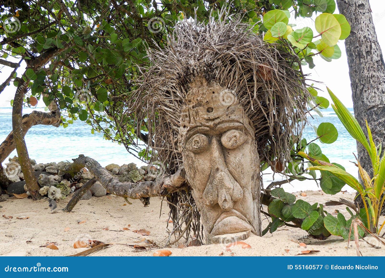 Voodoo mask on a beach stock image. Image of magic, artifact - 55160577