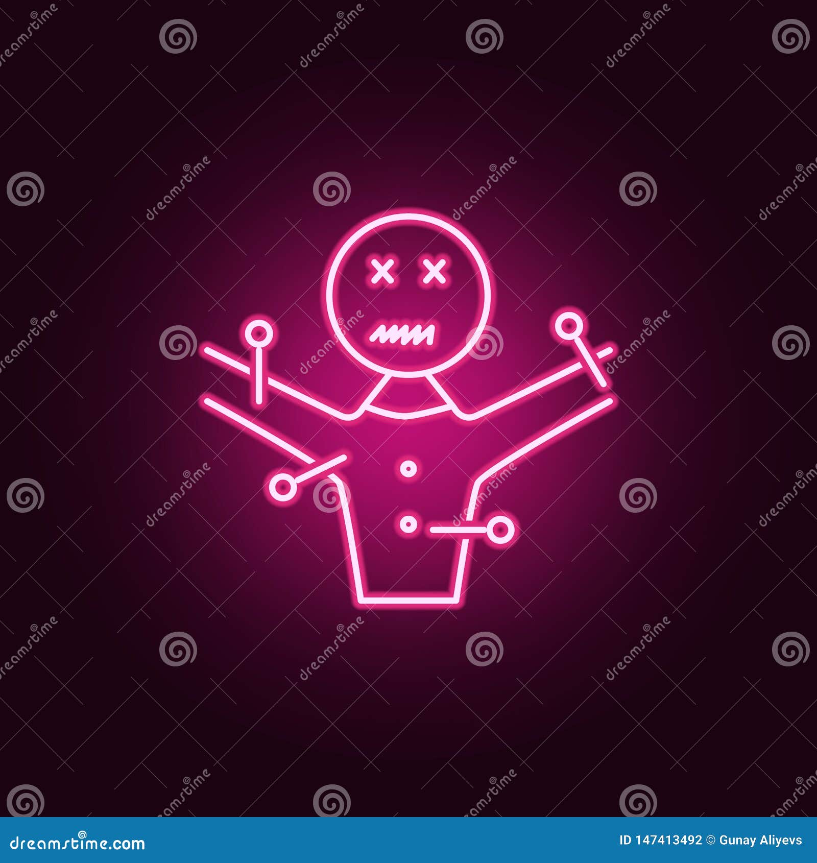 Voodoo Needles Halloween Neon Icon. Elements of Halloween Set Stock ...