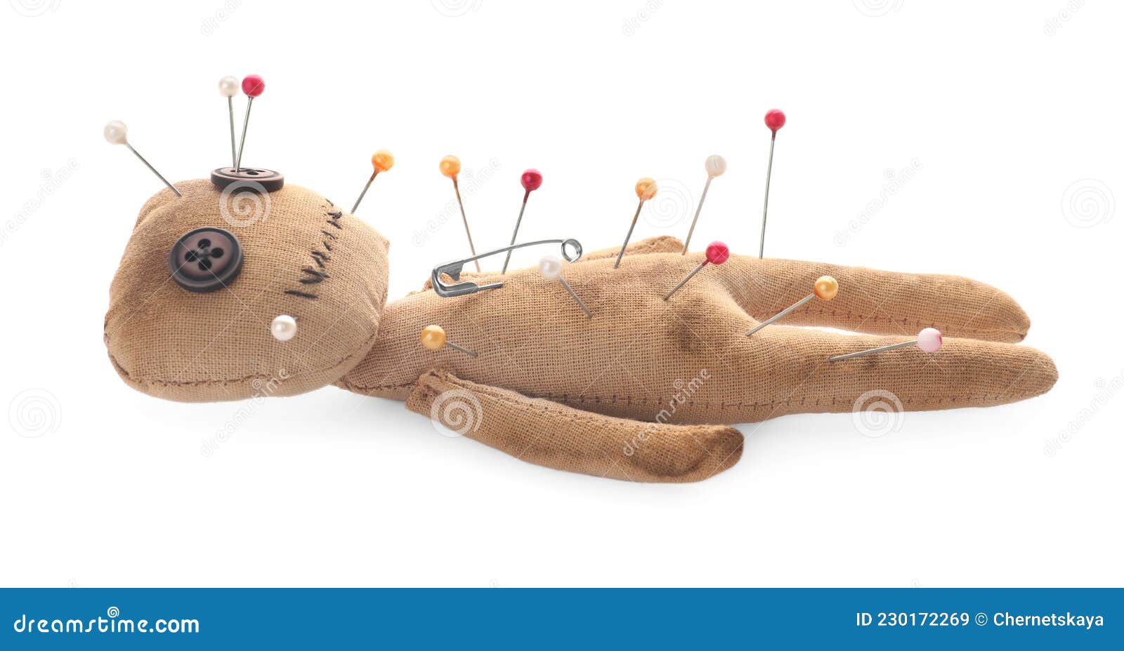 Voodoo Pop Met Spelden Geïsoleerd Op Wit Stock Afbeelding - Image of ...