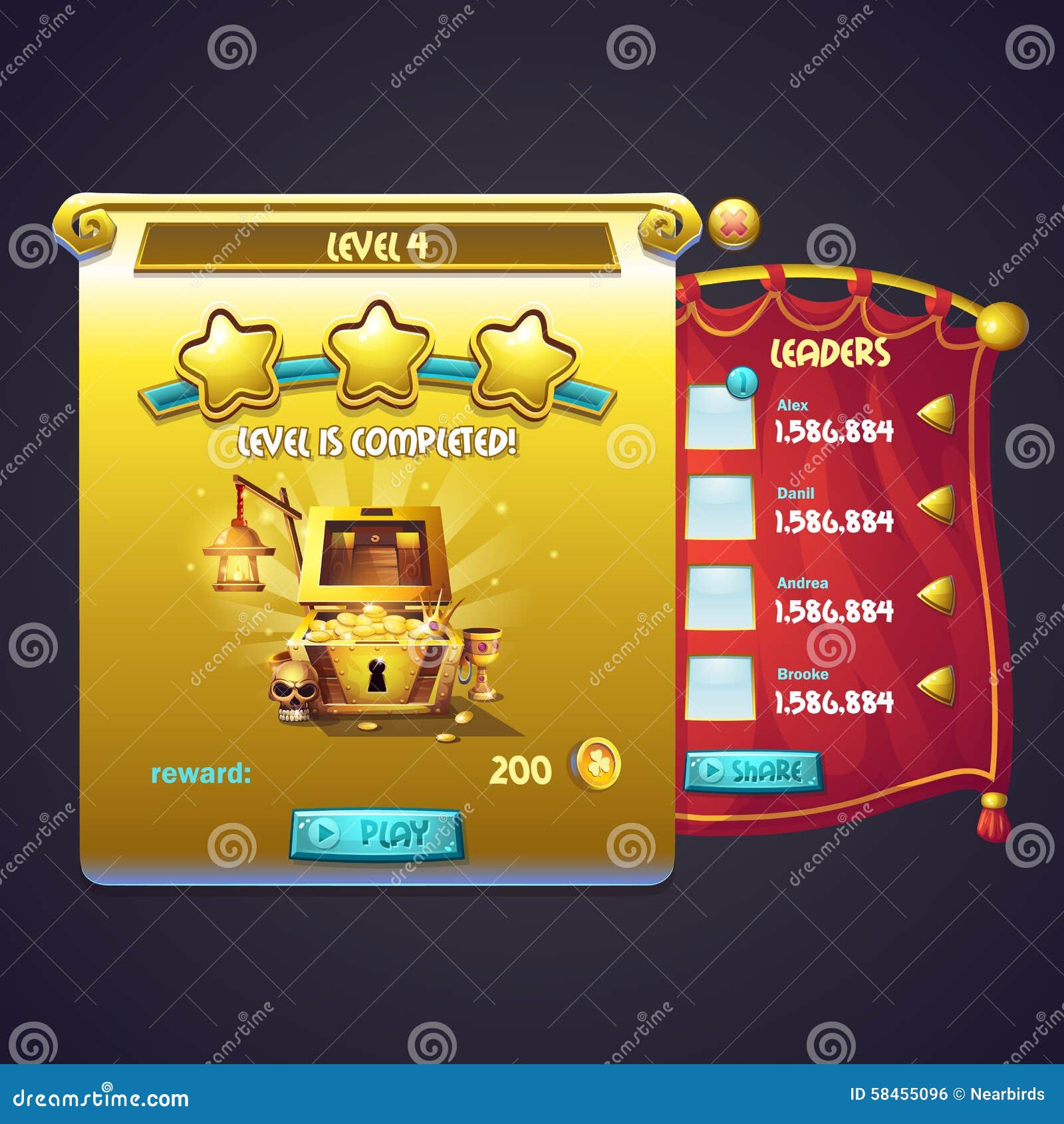 Voorbeeld Van Het Baanvenster Op Het Niveau Van Een Computerspel Vector ...