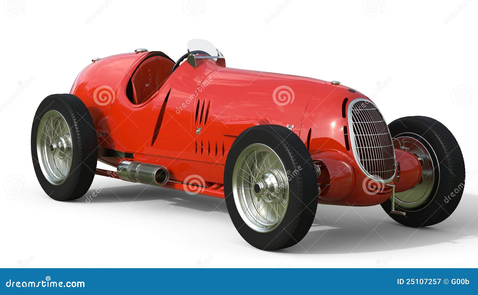 Vorderansicht Eines Roten Alten Rennwagens Stock Abbildung ...