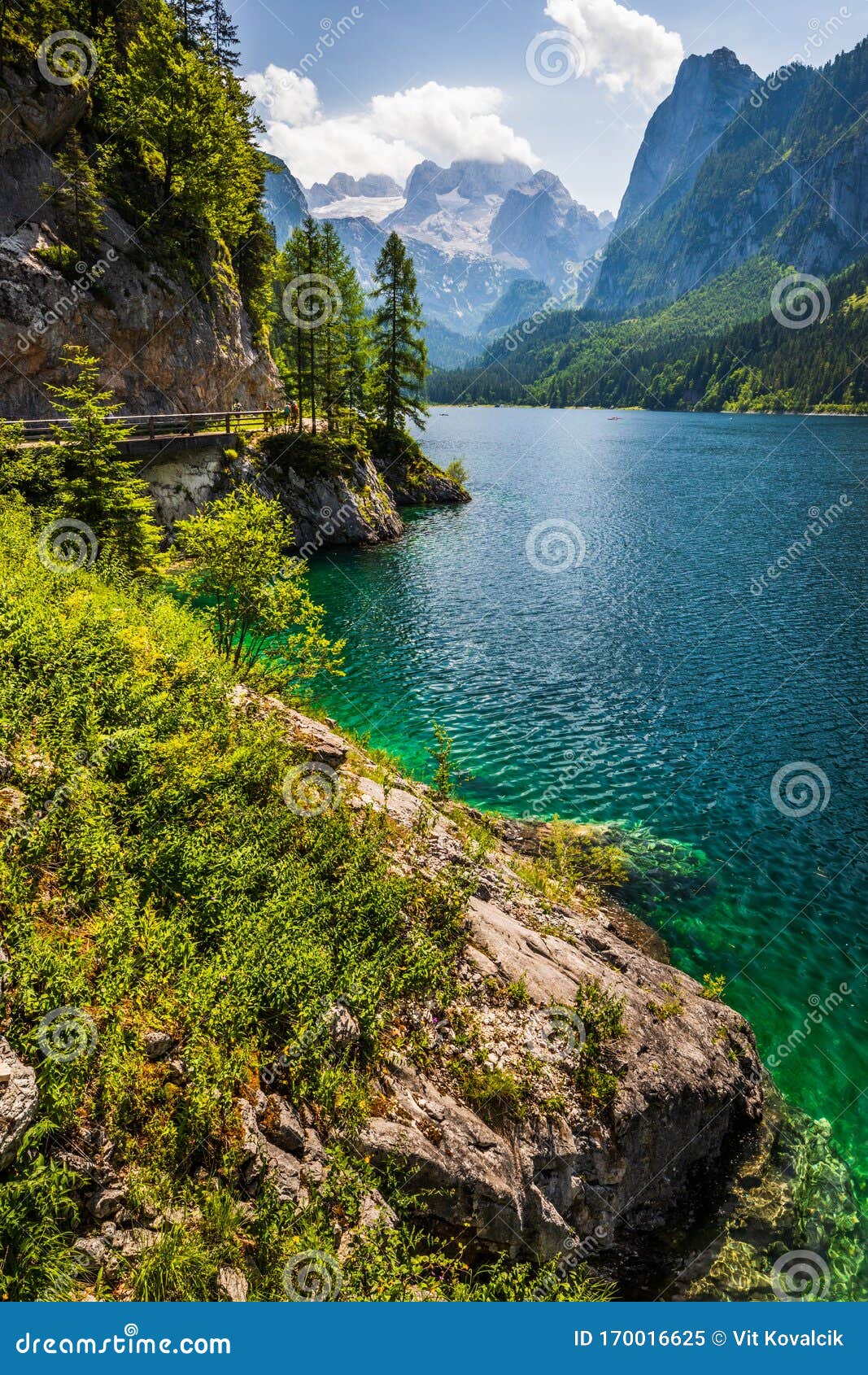 Gosausee Lake with Dachstein Behind, Austria Stock Image - Image of ...