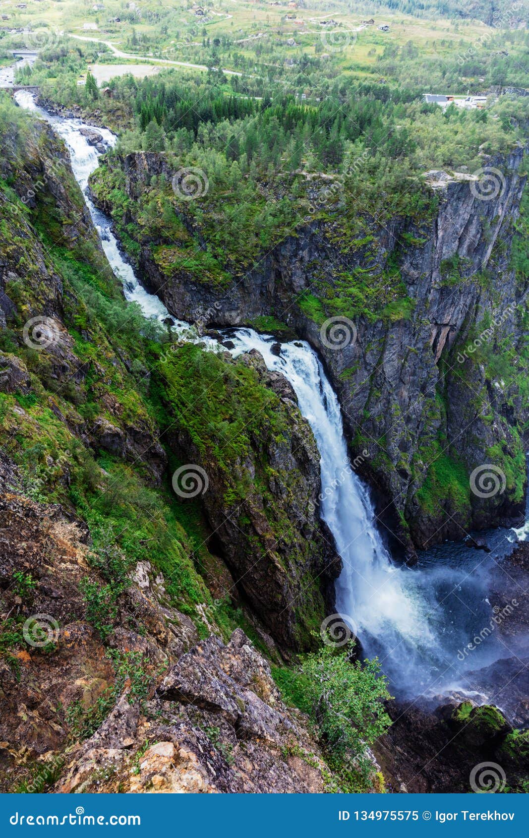 Voringsfossen Waterfall, Norway Stock Image - Image of green, clean ...