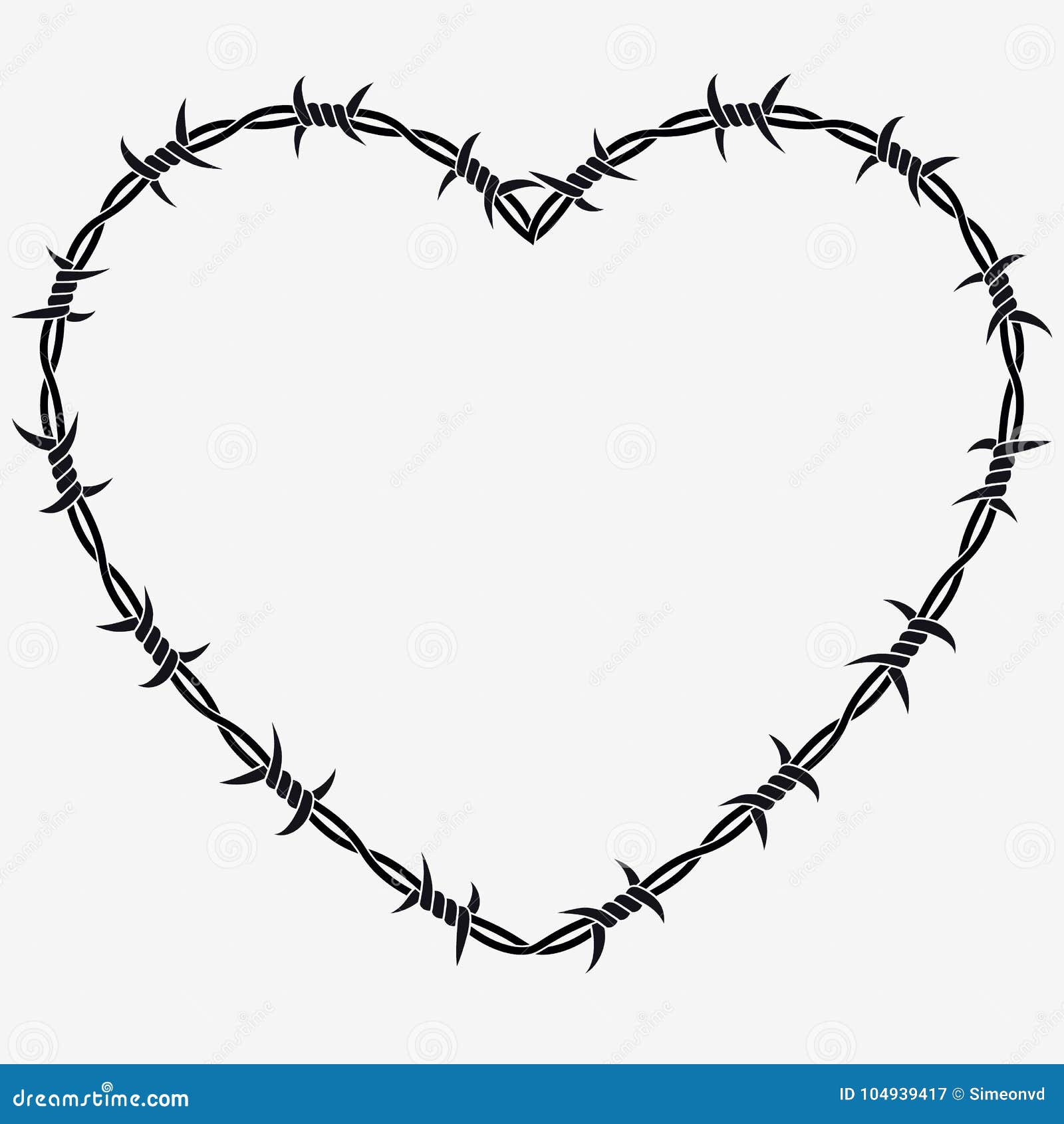 Vorm Van Hart Vectorsilhouet Van Prikkeldraad Vector Illustratie ...