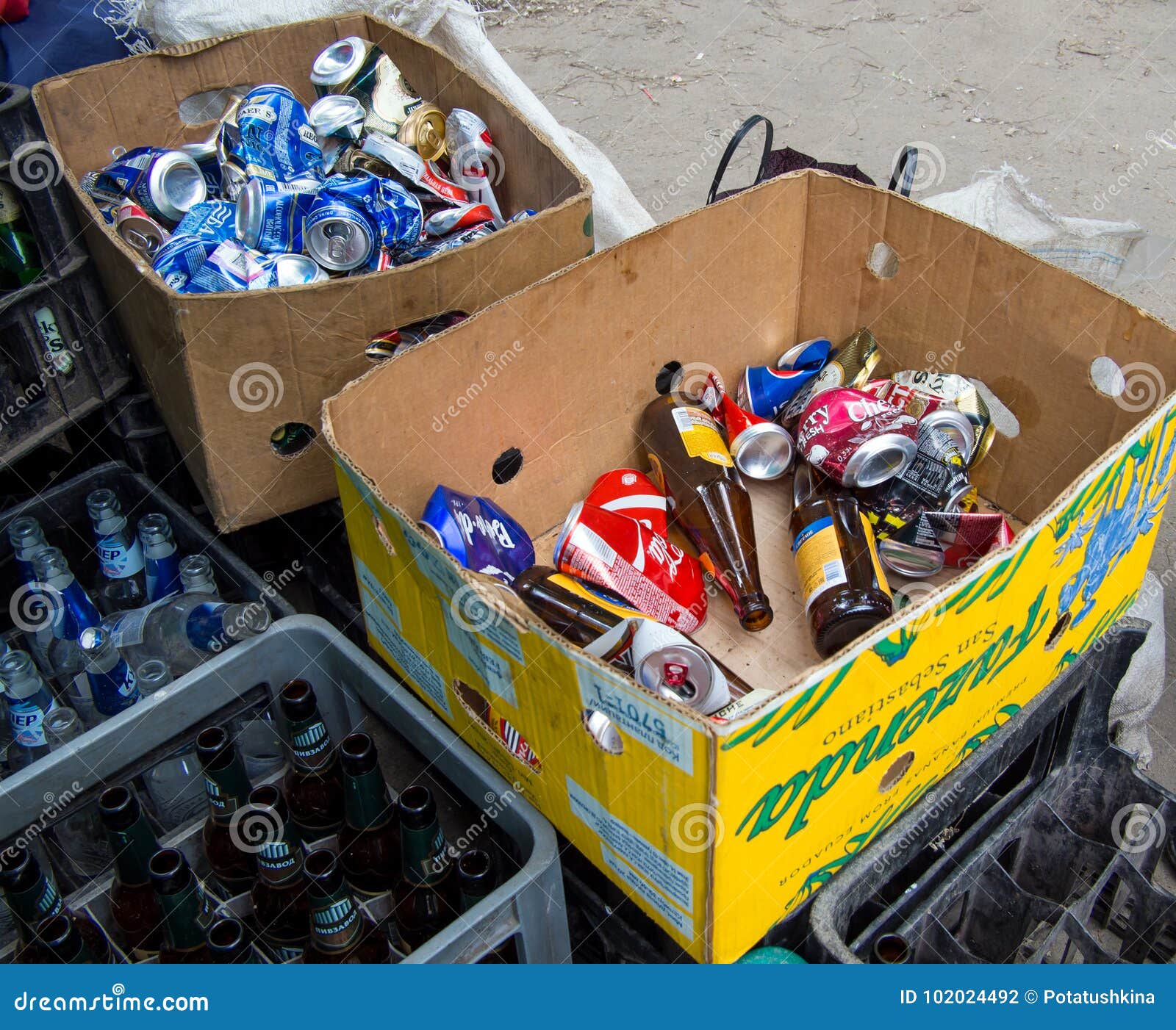 Boxes with Recyclable Materials at the Reception Point Editorial ...