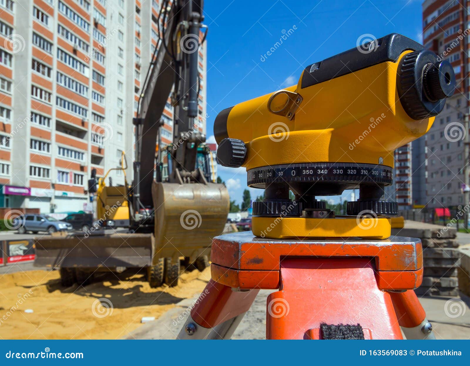 Geodetic Works at the Construction Site Editorial Stock Photo - Image ...