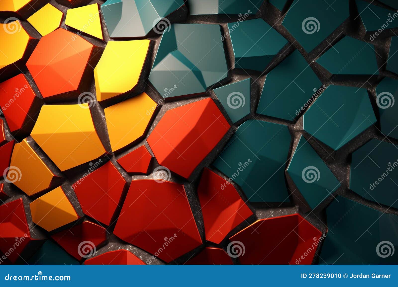Triple Colors Tile Background Texture - Clashing Voronoi Block Abstract ...