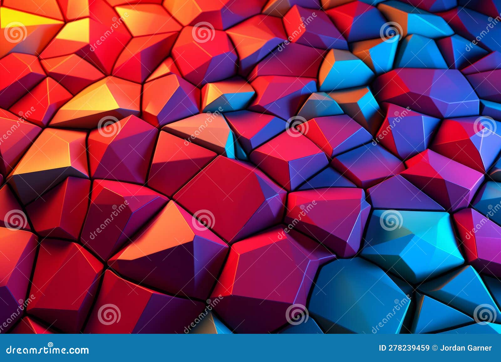 Blacklight Gradient Abstract 3D Background - Unique Voronoi Block Texture Stock Illustration ...