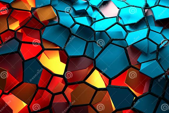 Smooth Clashing Colored Rocks Abstract 3d Background Unique Voronoi
