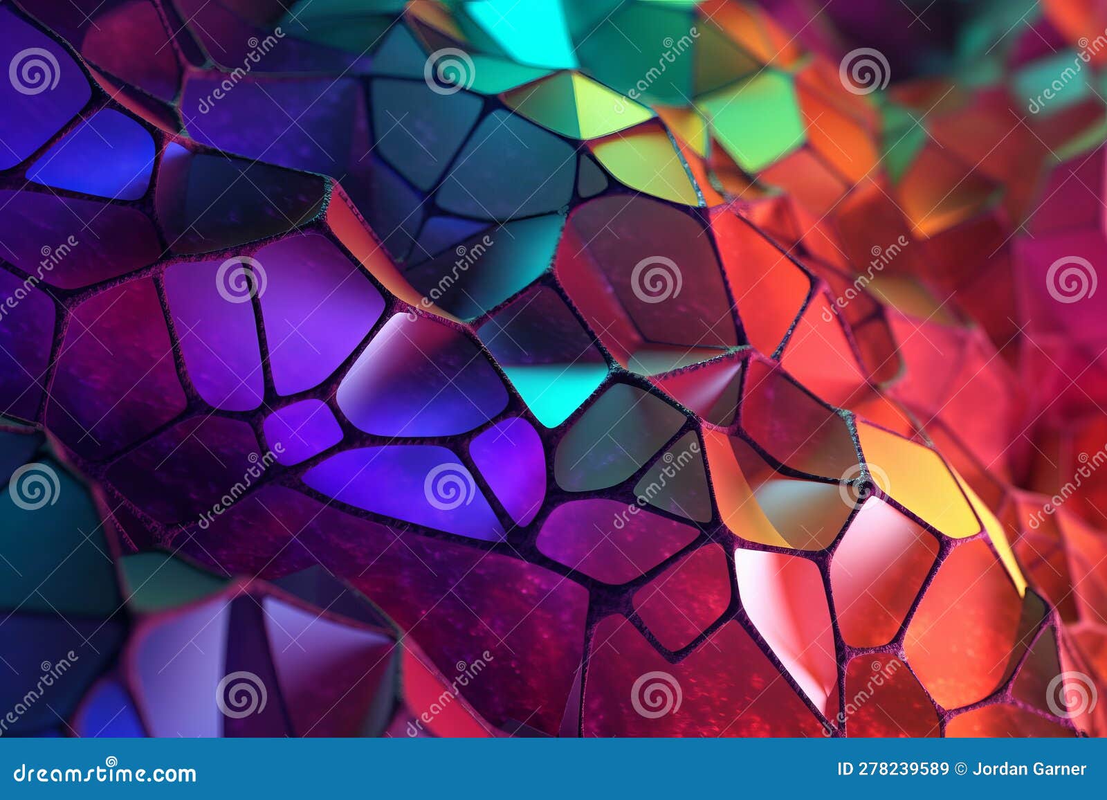 Gradient Polygon Design Abstract 3D Background - Unique Voronoi Block Texture Stock Illustration ...