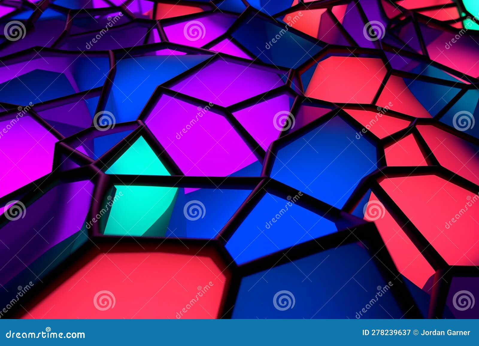 Gradient Glow Abstract 3D Background - Unique Voronoi Block Texture Stock Illustration ...