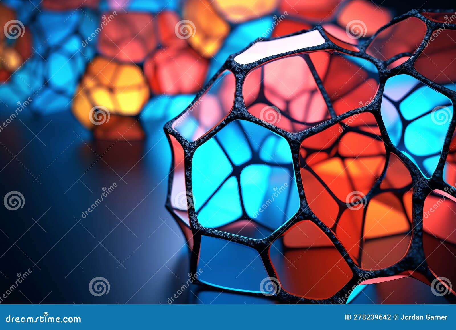 Glowing Color Transparent Abstract 3D Background - Unique Voronoi Ball ...