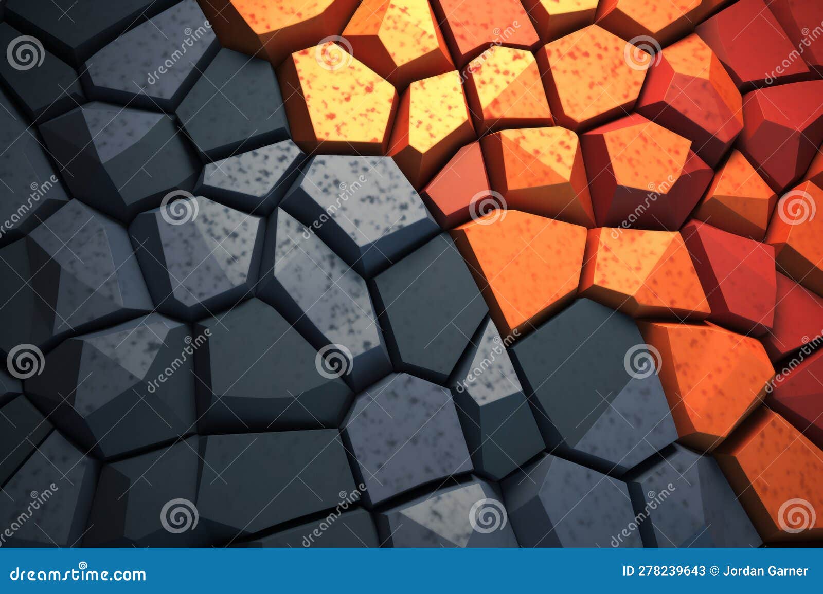 Clashing Color Rocks Abstract 3d Background Unique Voronoi Block