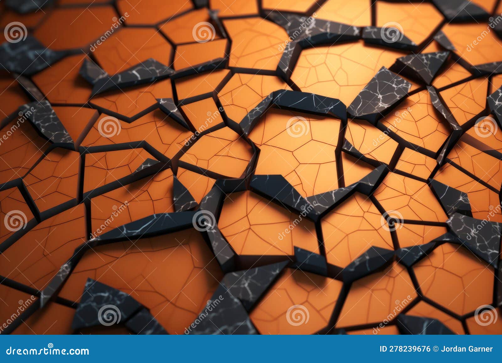Fragmented Earth Abstract 3D Background - Unique Cracked Voronoi Block ...